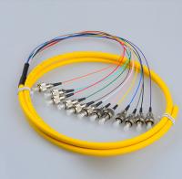 China 12 Cores FC/UPC Singlemode G657A2 PVC Breakout Optical Fibre Pigtail for sale