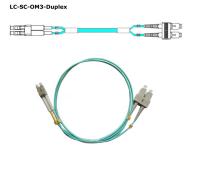 China OM3 Aqua LC/UPC-SC/UPC Duplex Fiber Optic Patch Cord LSZH Out Jacket for sale