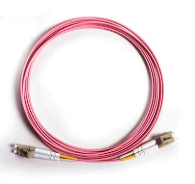 China OM4 pink Duplex 3Mtrs OFNP Fiber Optic Patch Cord insertion loss <=0.2dB for sale