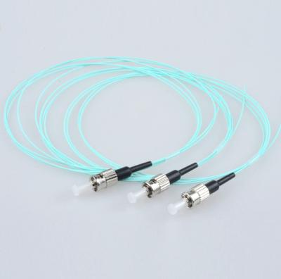 China FC/UPC OM3 0.9mm Fiber Optic Pigtail LSZH aqua cable IL<=0.2dB for sale