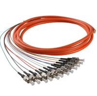 China FC,LC,SC 12 cores singlemode G652D bundle fiber optic pigtail,yellow cable,0.9mm inner cable for sale