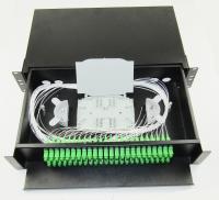 China Sliding drawer type terminal box 19 inch Fiber Optic Patch Panel 48ports black cold rolling steel sheet SC/APC adapter for sale