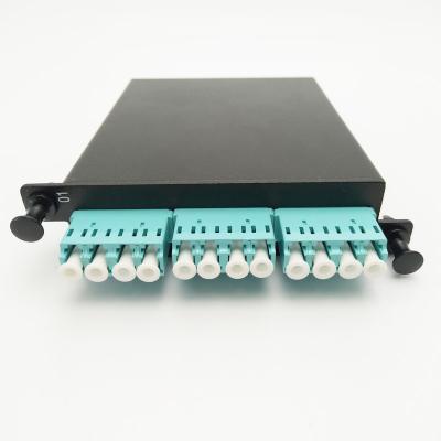 China MPO-LC MPO panel OM3 0.9mm 12 port Cold Rolled Steel Sheet MPO Cassette for sale