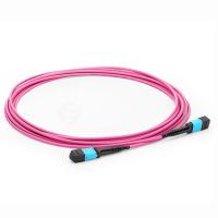 China 10G OM4 MPO Products purple trunk cable 12 Fiber optic patch cord  IL<=0.35dB for sale