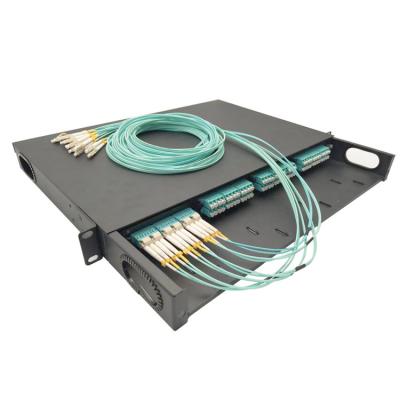 China MPO-LC Black Rack Mounted Cold Rolled 96 Port Mpo Cassette Patch Panel for sale