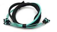China 100G 72 Fiber OM3 MTP Patch Cord Aqua Cable for sale