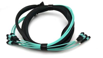 China 100G 72 Fiber OM3 MTP Patch Cord Aqua Cable for sale