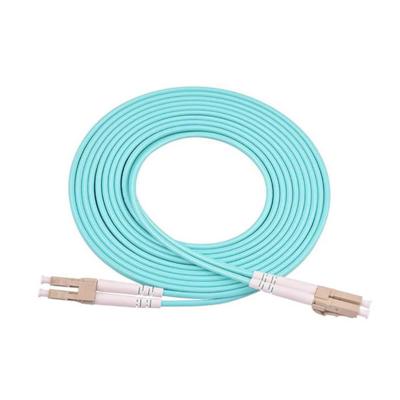 China Multimode Lc Lc Connector Om4 Fiber Optic Patch Cord 50/125 Duplex Jumper Lszh Jacket 1m for sale