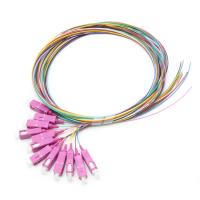 China Magenta 12 Colored SC MM OM4 Fiber Optic Pigtail for sale