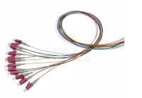 China 12 Core LC 0.9mm MM OM4 Fiber Optic Cable Pigtail for sale