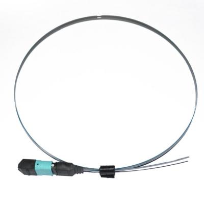 China 1 Meter Fiber Optic Ribbon 8 Core MPO OM3 OM4 Pigtail for sale