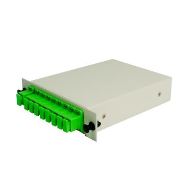 China 1650nm SC APC Cassette Type 1x8 Fiber Optical PLC Splitter for sale