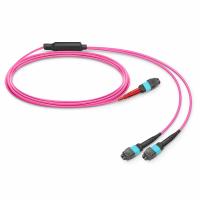 China MTP Breakout Cable with OM4 Fiber and OFNP Fire Safety-Rated Jacket Featuring 0.35dB Low IL for sale
