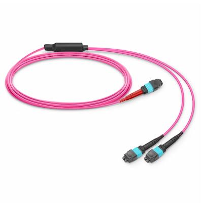 China MTP Breakout Cable with OM4 Fiber and OFNP Fire Safety-Rated Jacket Featuring 0.35dB Low IL for sale