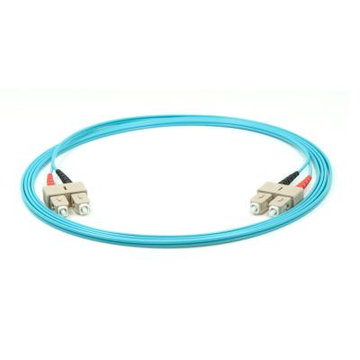 China OM3 SC / UPC-SC / UPC Duplex LSZH Multimode Fiber Optic Cable Blue for sale