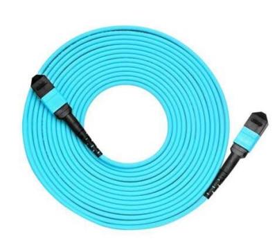China MTP Female Mtp Female Om3 Optical Fiber Patch Cord 12 Core Aqua Color for sale
