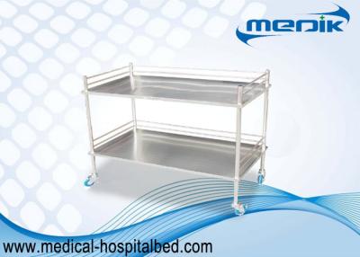 China Two Shelves Stainless Steel Instument  Trolley With Four Blue Silent Castors for sale
