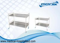 China Two Shelves Stainless Steel Instument  Trolley With Four Blue Silent Castors for sale