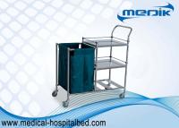 China Stainless Steel Dressing Trolley Push Cart With Three Shelves One Bag for sale