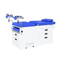 China Manual Medical Gynecology Table Exam Table With Storage Drawers And Stirrups for sale