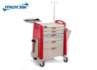 China ABS Emergency Treatment Trolley Medical Crash Cart With Oxygen Cylinder Holder for sale