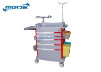 China ABS Medical Crash Cart Hospital Emergency Trolley With Five Colorful Drawers for sale