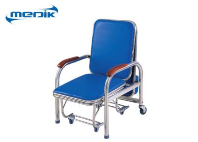 China Folding Hospital Furniture Chairs Stainless Steel Attendant Bed Cum Chair With Castor for sale
