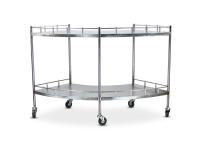 China Medical Stainless Steel 304 Fan Shape Instrument Trolley On Casters for sale