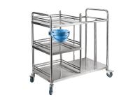 China Three Shelf SS Medical Trolley , Hospital Linen Trolley Stainless Steel for sale