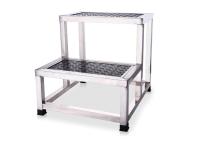 China Stainless Steel Medical Foot Step Stool With Anti Skid Rubber Platform for sale