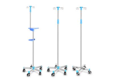 China Height Adjustable Stainless Steel IV Pole With Castors For Hospital for sale