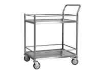 China Two Shelves Stainless Steel Medical Dressing Trolley With Pushing Hand for sale