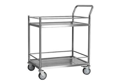 China Two Shelves Stainless Steel Medical Dressing Trolley With Pushing Hand for sale