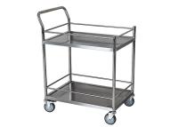China Two Shelves Stainless Steel Medical Dressing Trolley With Pushing Hand for sale