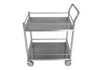 China Two Shelves Stainless Steel Medical Dressing Trolley With Pushing Hand for sale