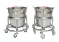 China Hospital Movable Stainless Steel Kick Bucket With Rolling Stand for sale