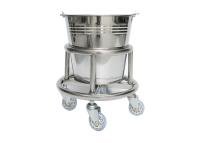 China Hospital Movable Stainless Steel Kick Bucket With Rolling Stand for sale