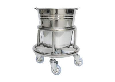 China Hospital Movable Stainless Steel Kick Bucket With Rolling Stand for sale
