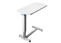 China Movable Plastic Medical Overbed Table With Height Ajustable For Hospital Patient Use for sale