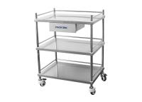 China Stainless Steel  Surgical Instrument Trolley Three Shelves One Drawer for sale