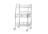 China Noiseless Four Castors Instrument Trolley Medical Dressing Trolley  With Two Shelves for sale