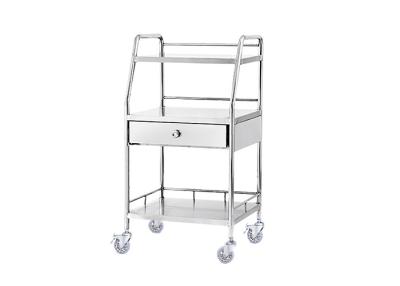 China Noiseless Four Castors Instrument Trolley Medical Dressing Trolley  With Two Shelves for sale