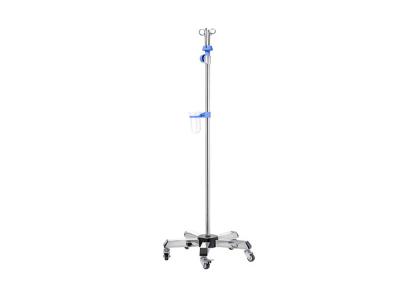 China Mobile Stainless Steel IV Poles With Five Leg Base Four Hooks for sale