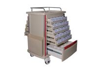 China Double Sided Trays Medical TrolleysEquipment Cart With Aluminum Columns for sale