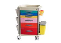 China All Drawers Design ABS Hospital Trolley With Defibrillator shelf for sale