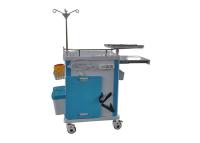 China Five Drawers Medical ABS Emergency Trolley With CPR Board IV pole for sale