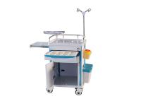 China Five Drawers Medical ABS Emergency Trolley With CPR Board IV pole for sale