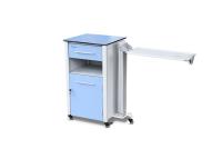 China ABS Mobile Medical Bedside Cabinet On Wheels With Tilting Table for sale