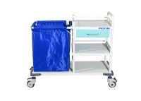 China Linen Three Shelves Medical Bio Waste Trolley easy handle for sale