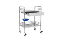 China Medical Stainless Steel Surgical Instrument Cart With Two Shelves One Drawer for sale